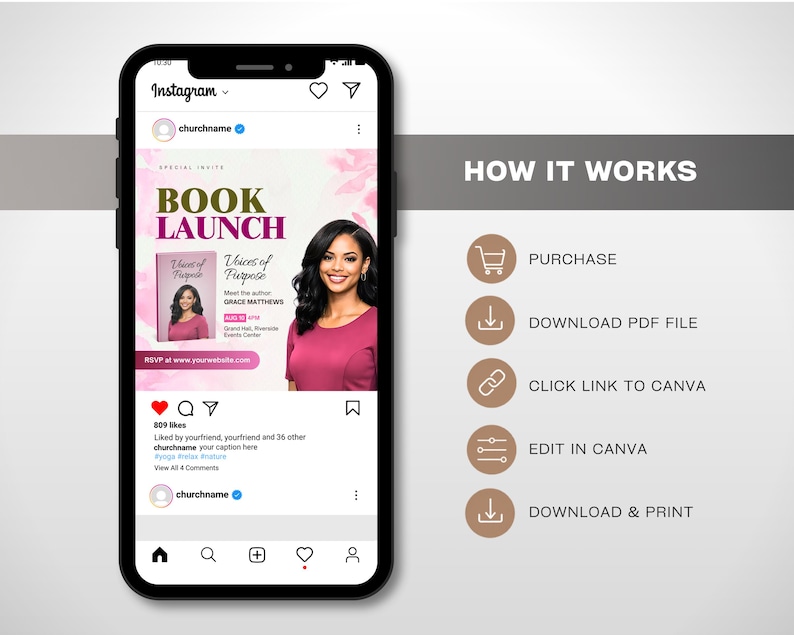Book Launch Flyer Template | Author Event Invitation (digital Download ...