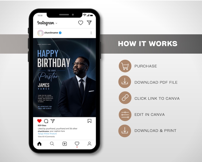 Pastor Birthday Flyer Template Canva | Pastoral Appreciation ...