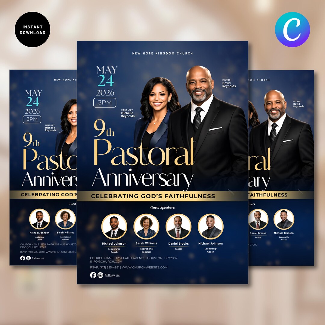 Pastoral Anniversary Flyer Template | Church Anniversary Program Canva ...