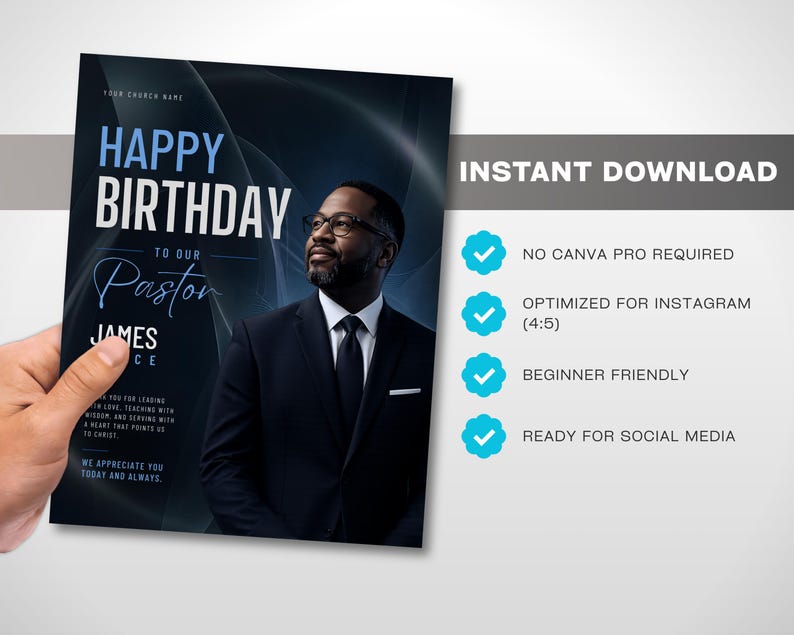 Pastor Birthday Flyer Template Canva | Pastoral Appreciation ...
