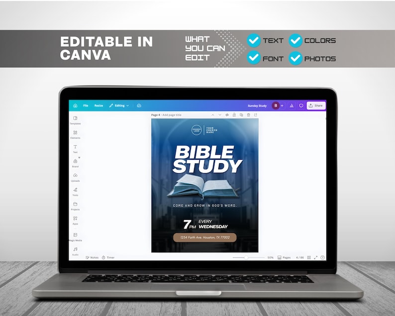 Bible Study Flyer Template | Midweek Church Service, Prayer Meeting ...