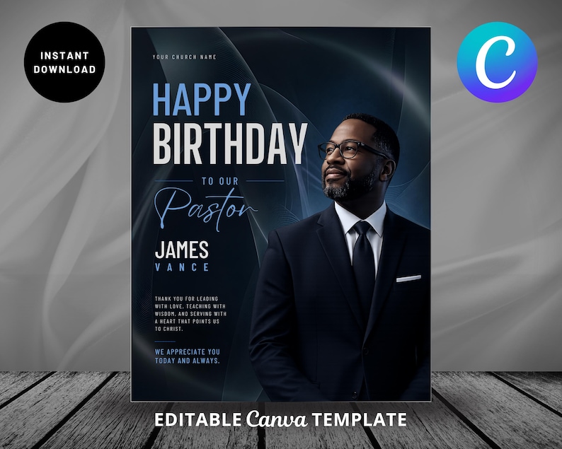 Pastor Birthday Flyer Template Canva | Pastoral Appreciation ...