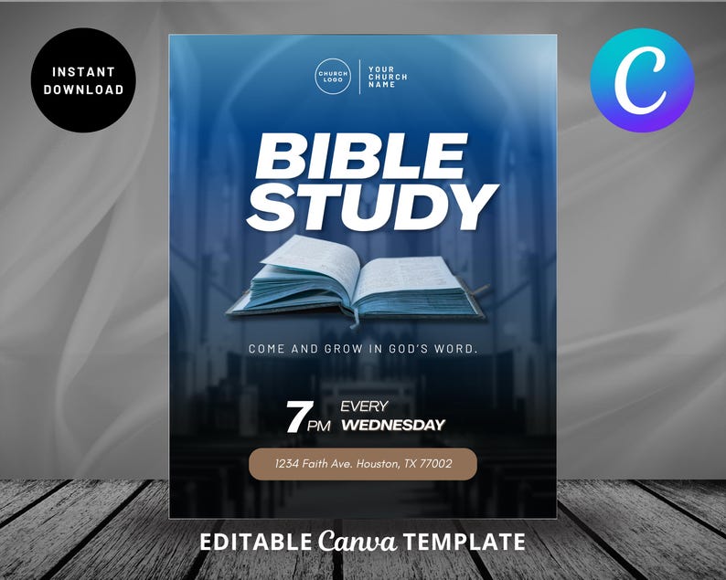Bible Study Flyer Template | Midweek Church Service, Prayer Meeting ...