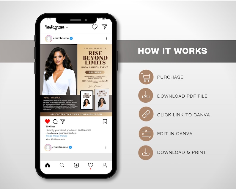 Author Book Launch Flyer Template | Modern Book Release Invitation ...