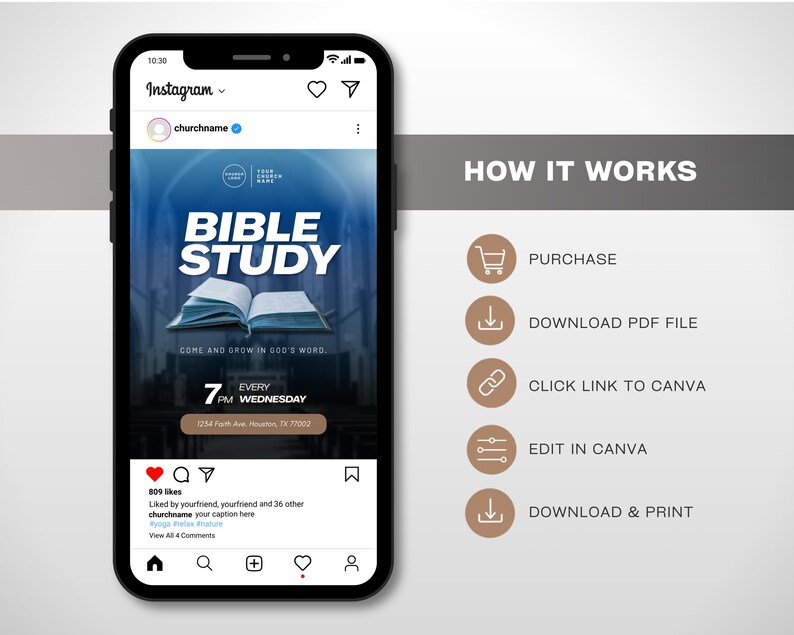 Bible Study Flyer Template | Midweek Church Service, Prayer Meeting ...