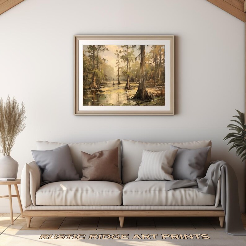 Printable Wall Art, Vintage Oil Painting, Cypress Trees in the Swamps ...