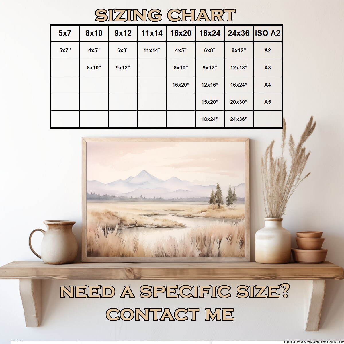 Printable Art, Landscape of Marshy Prairie With Tall Grasses and Pine ...