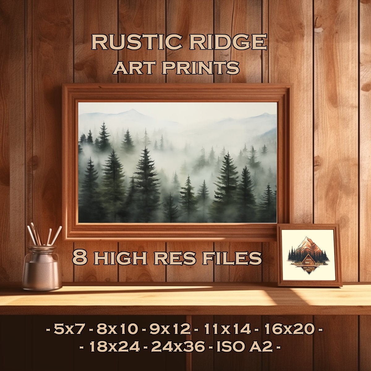 Printable Art, a Misty Forest Scene With Tall, Dark Pine Trees Shrouded ...