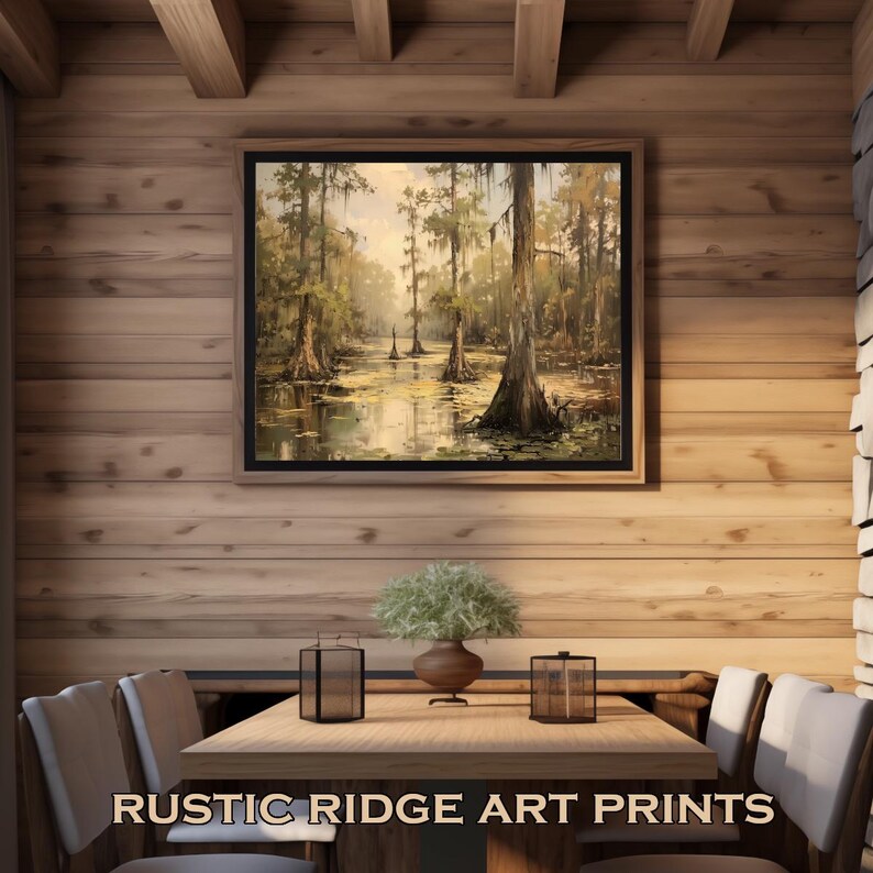 Printable Wall Art, Vintage Oil Painting, Cypress Trees in the Swamps ...