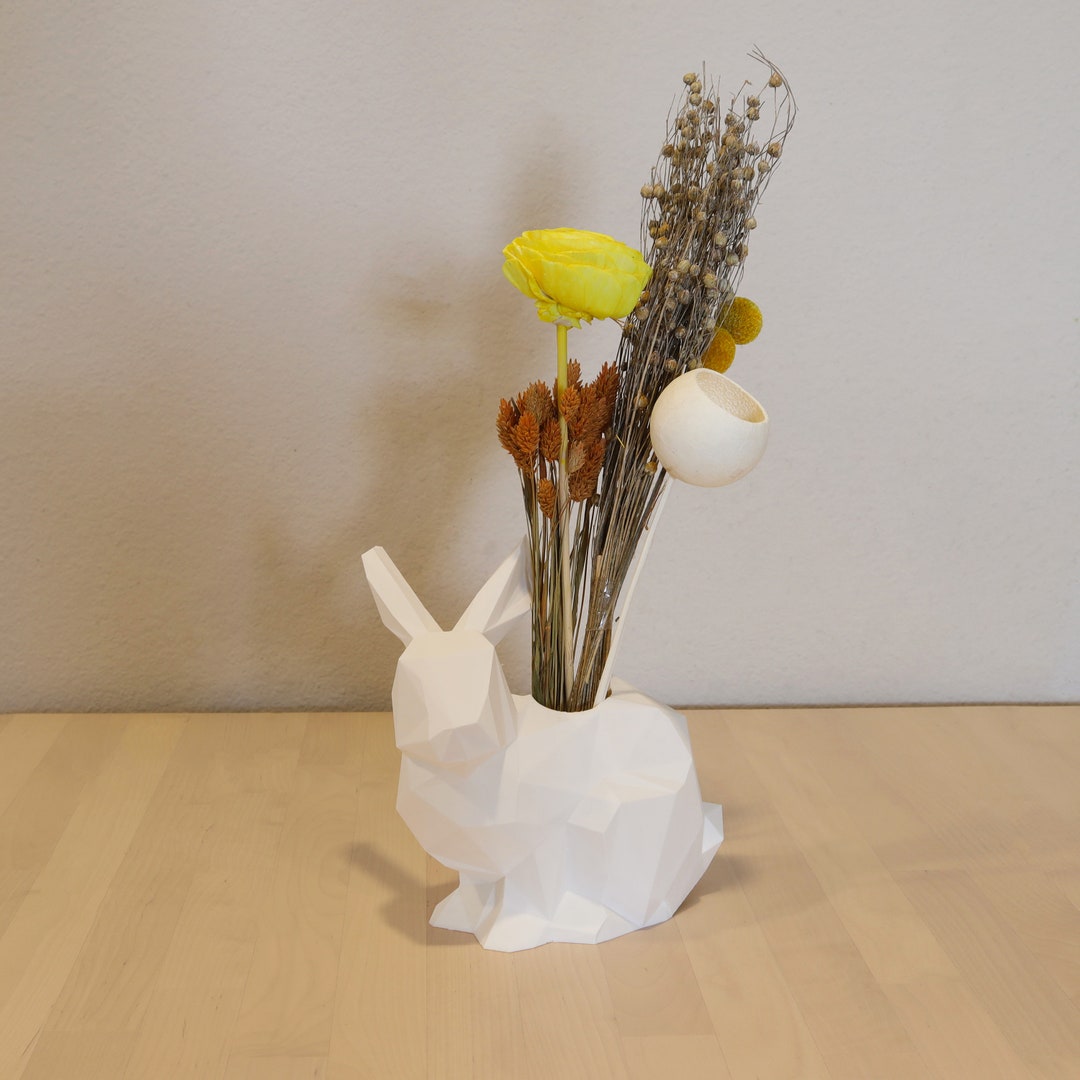 Low Poly Rabbit Vase: Unique 3D Printed Home Decor Accent - Etsy