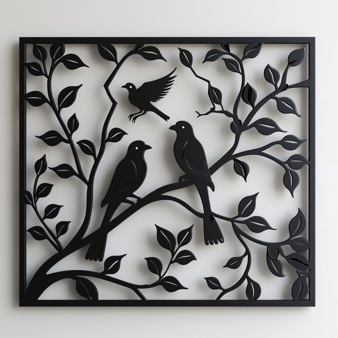 Modern 3D Printed Bird Wall Decor With Frame | Contemporary Home Accent ...