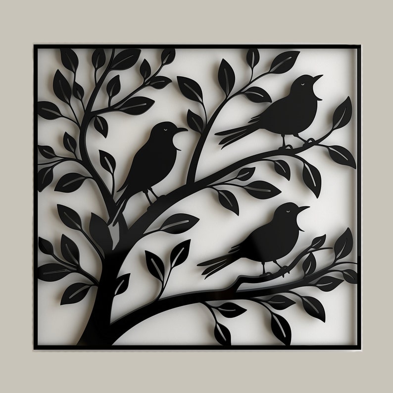 Modern 3D Printed Bird Wall Decor With Frame | Contemporary Home Accent ...