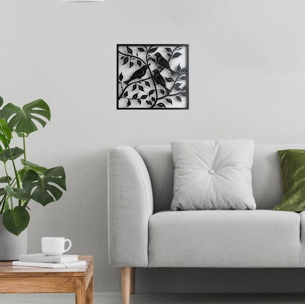 Modern 3D Printed Bird Wall Decor With Frame | Contemporary Home Accent ...