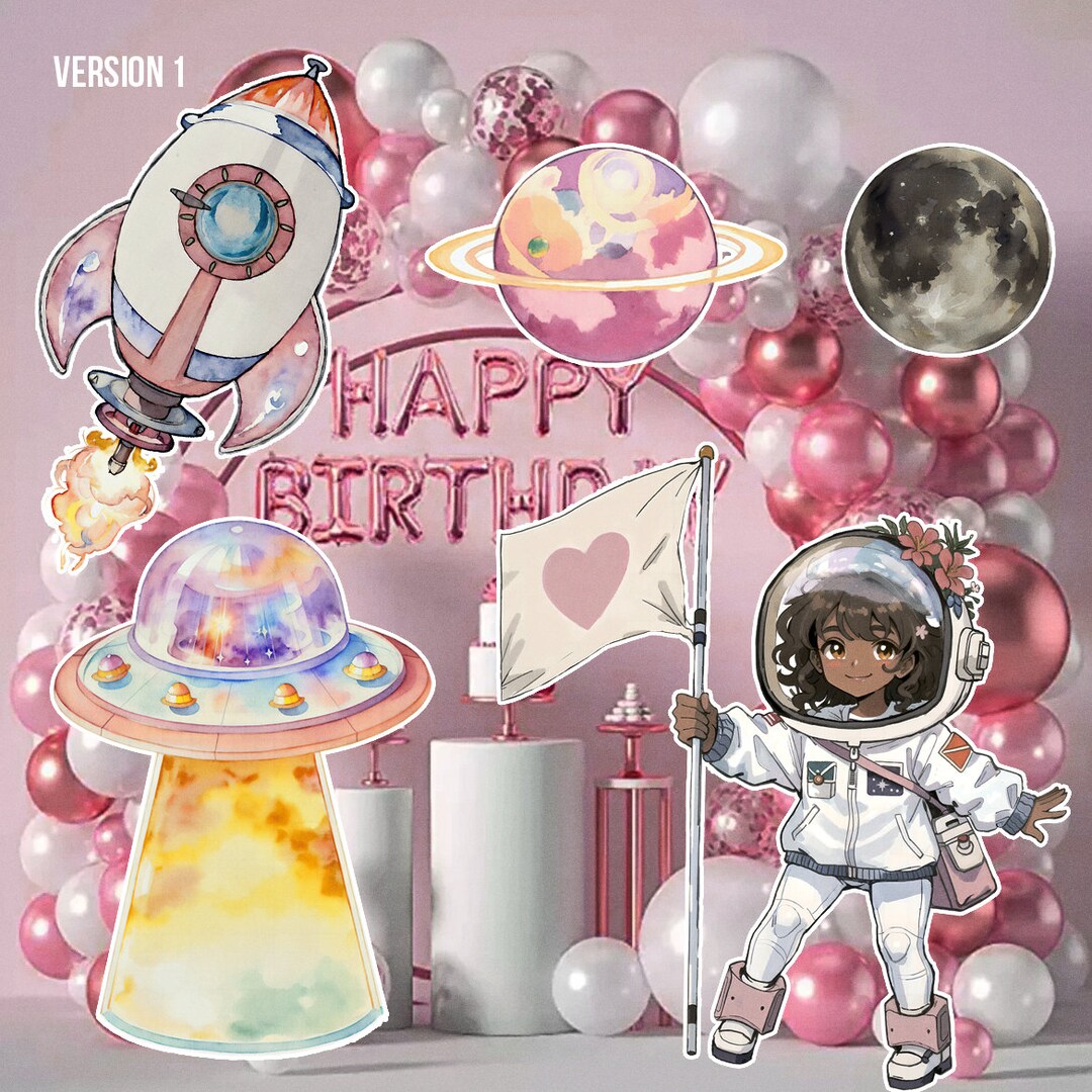 Astro Girl Space DECOR BUNDLE: Cutout Decor for Birthdays, Baby Showers ...