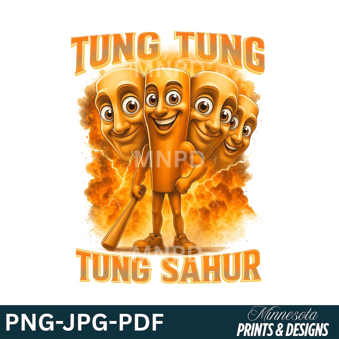 Tung Tung Sahur Meme PNG JPG PDF– Chaotic Baseball Bat Design, Italian ...