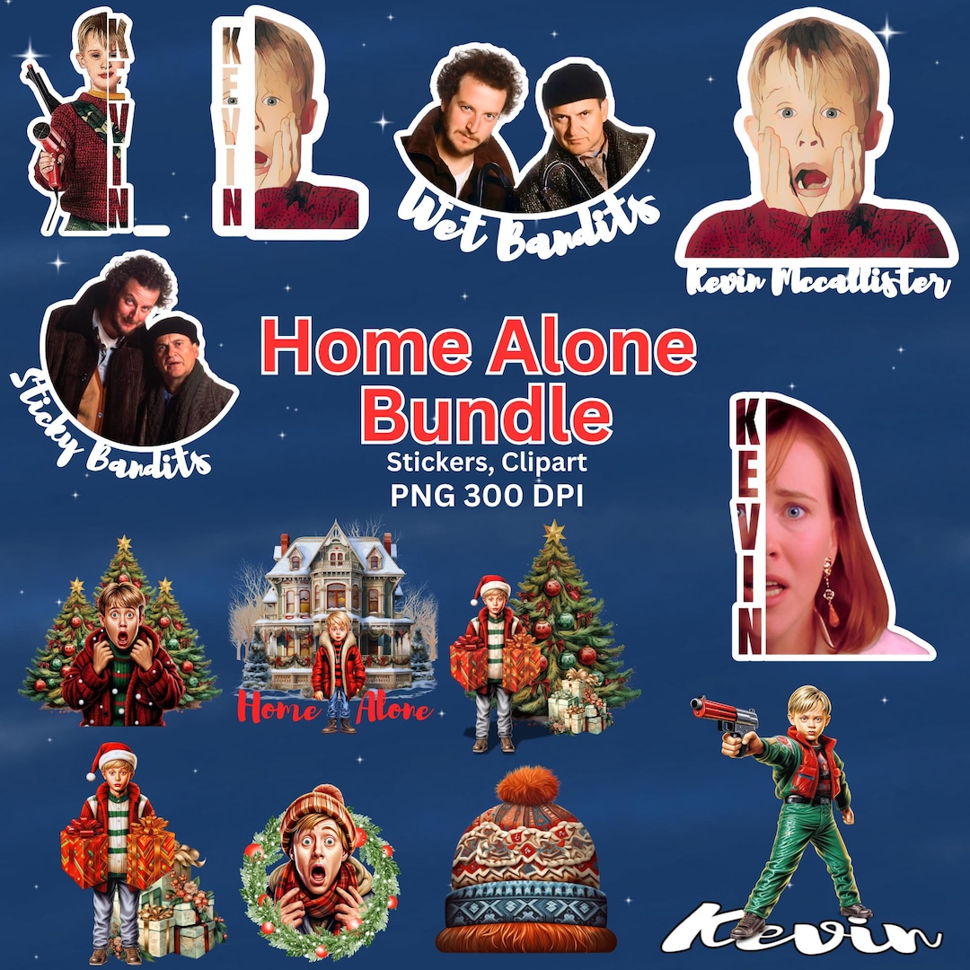 Home Alone Christmas Stickers, Cliparts Bundle, Funny 90s Retro ...
