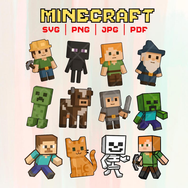 Minecraft Pixel Art SVG Bundle | Steve, Creeper (printable) - Etsy