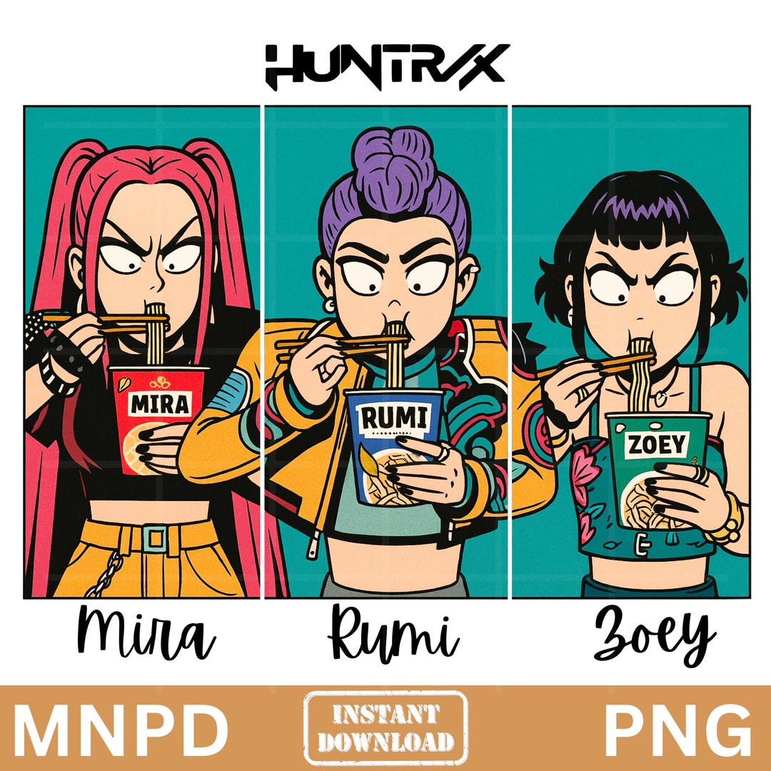 Huntrix Kpop Demon Hunter Clipart: Rumi, Zoey, Mira (PNG Digital ...