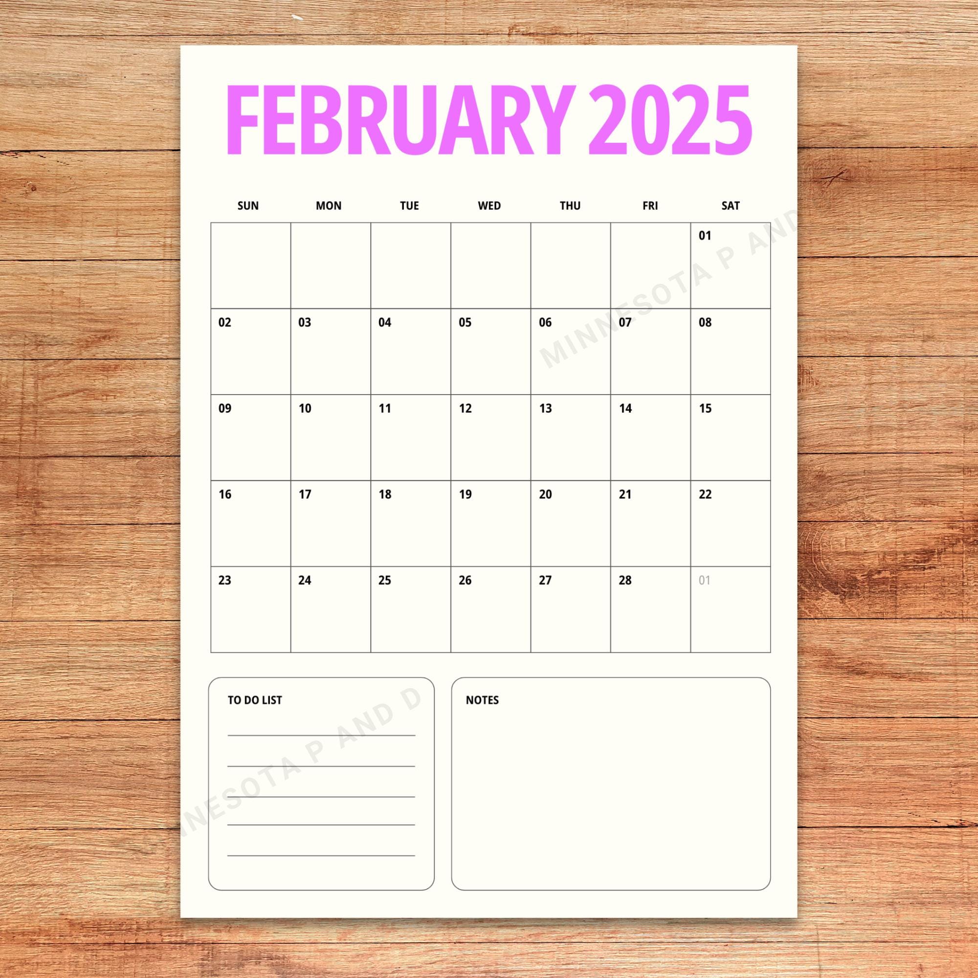 2025 Minimalist Calendar: Monthly Planner, A4 A3 (instant Download PDF ...