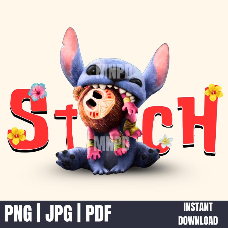Cute Realistic Stitch PNG | Digital Download | Transparent Background ...