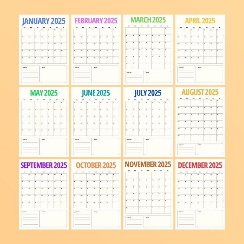 2025 Minimalist Calendar: Monthly Planner, A4 A3 (instant Download PDF ...