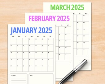 2025 Minimalist Printable Calendar – A3 & A4 Sizes, Monday Start ...