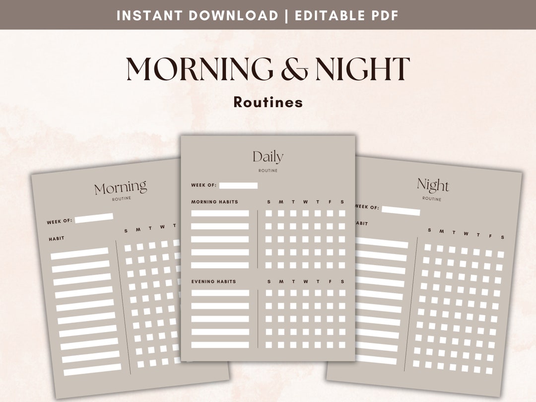 Daily Routine Tracker, Morning Routing, Nighttime Routine - Etsy