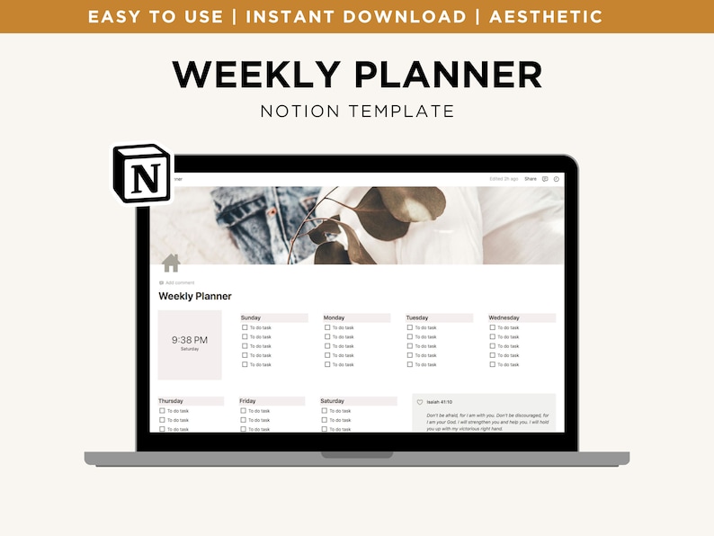 Weekly Planner Notion Template - Etsy