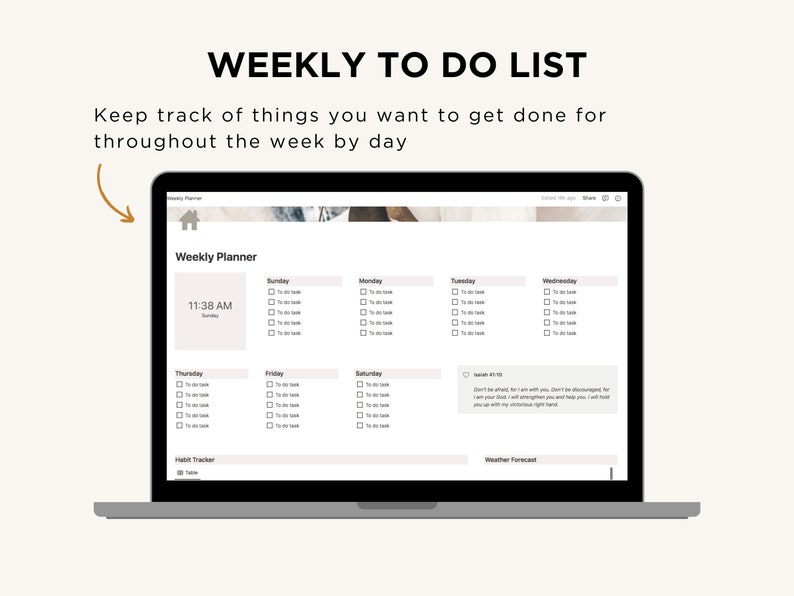 Weekly Planner Notion Template - Etsy