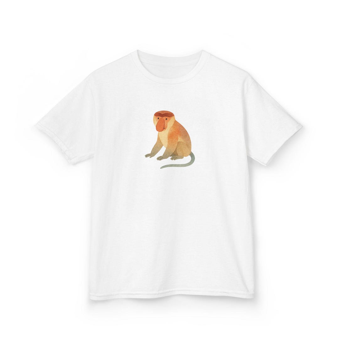 Kids Cute Proboscis Monkey Tee, Adorable Children's Heavy Cotton™ Shirt ...