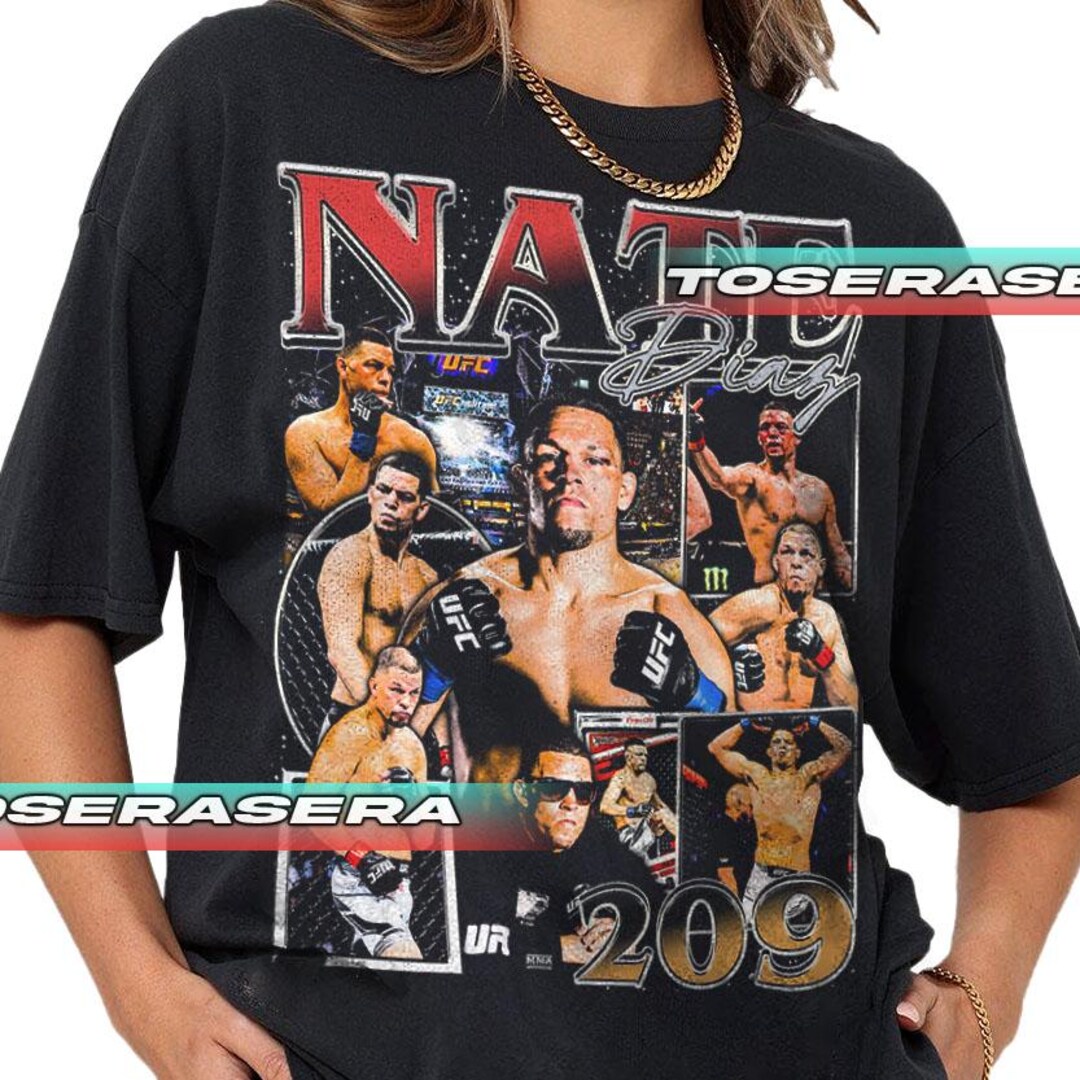 Nate Diaz UFC Fighter Graphic Tee – Stockton Slap MMA Shirt – 209 ...