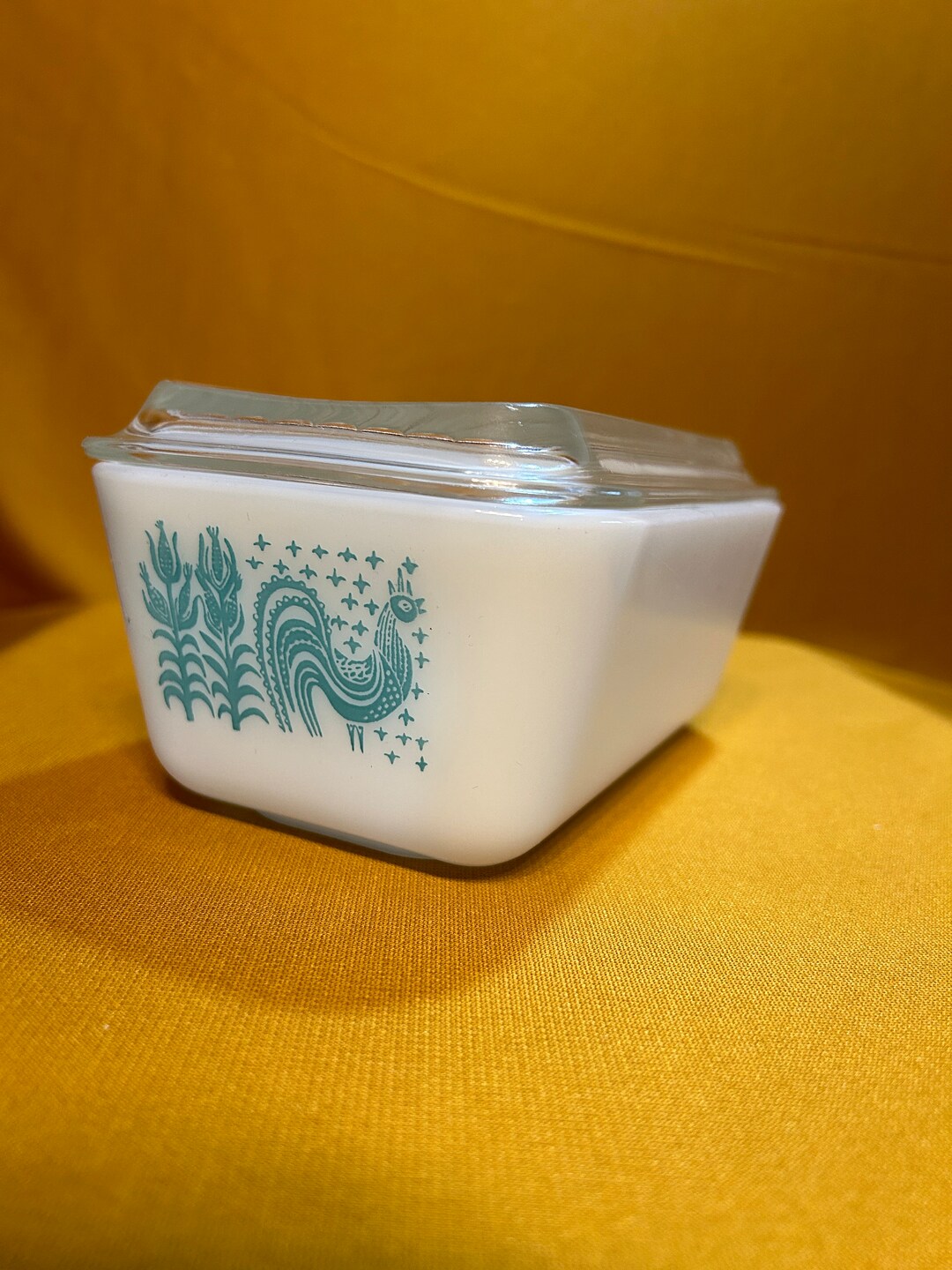 Pyrex Aqua Amish Butter Print Refrigerator Dish 0502 1.5qt W/lid - Etsy