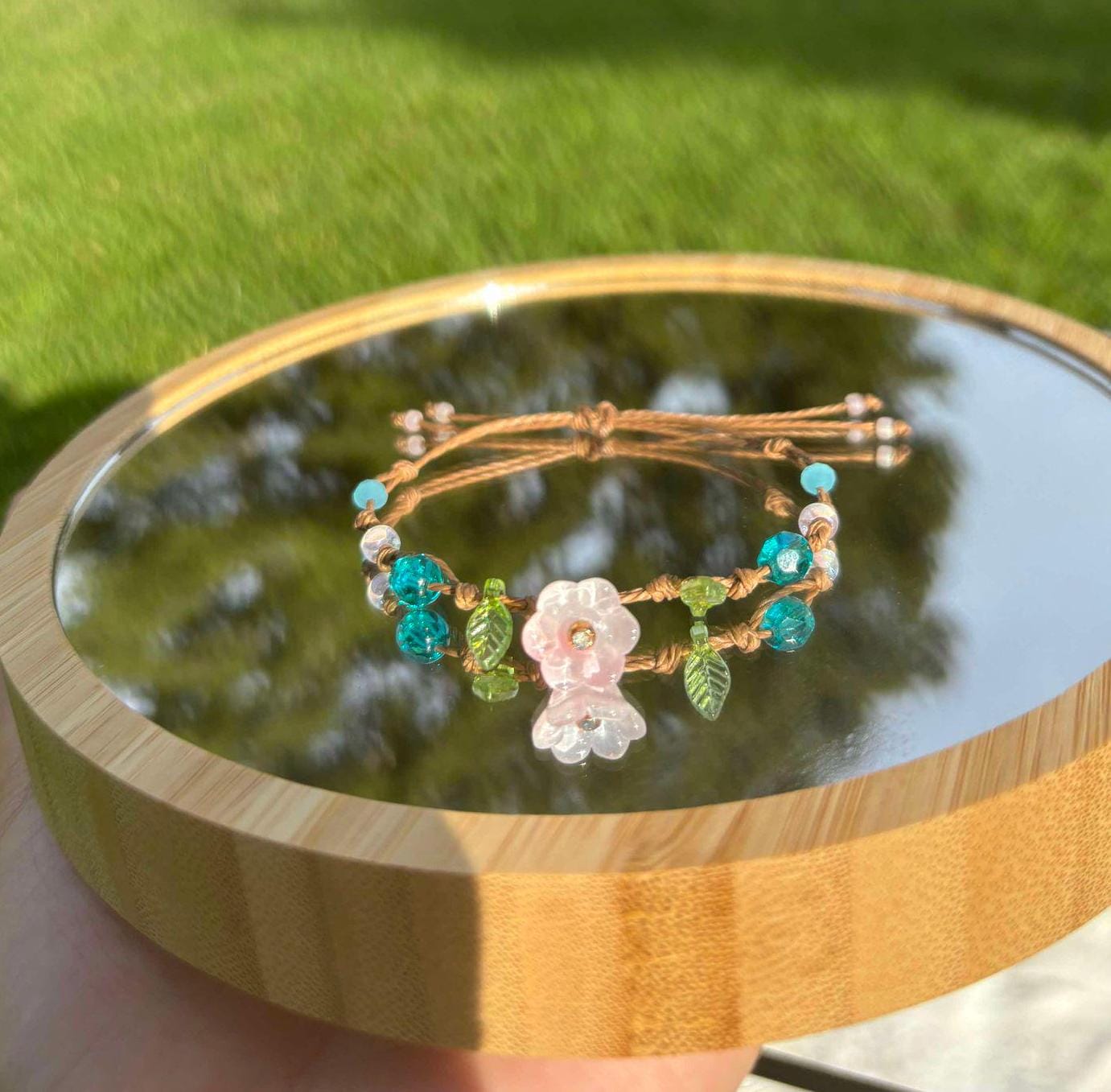 Handmade Dainty Flower Bracelet, Adjustable Macrame Boho Anklet - Etsy