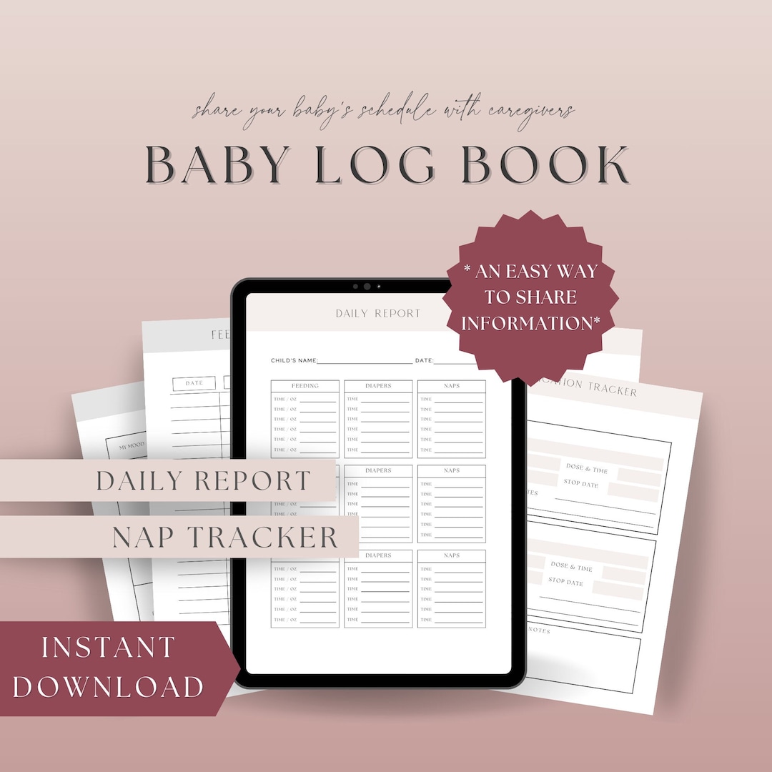 Baby Log Book 2 Colors Daily Baby Log Infant Log Nanny Log Newborn Log ...