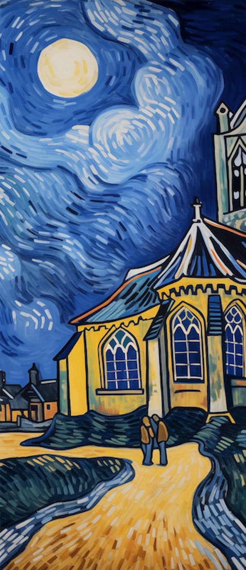 The Azure Church Impressionist Landscape Painting Church Print Scenic ...