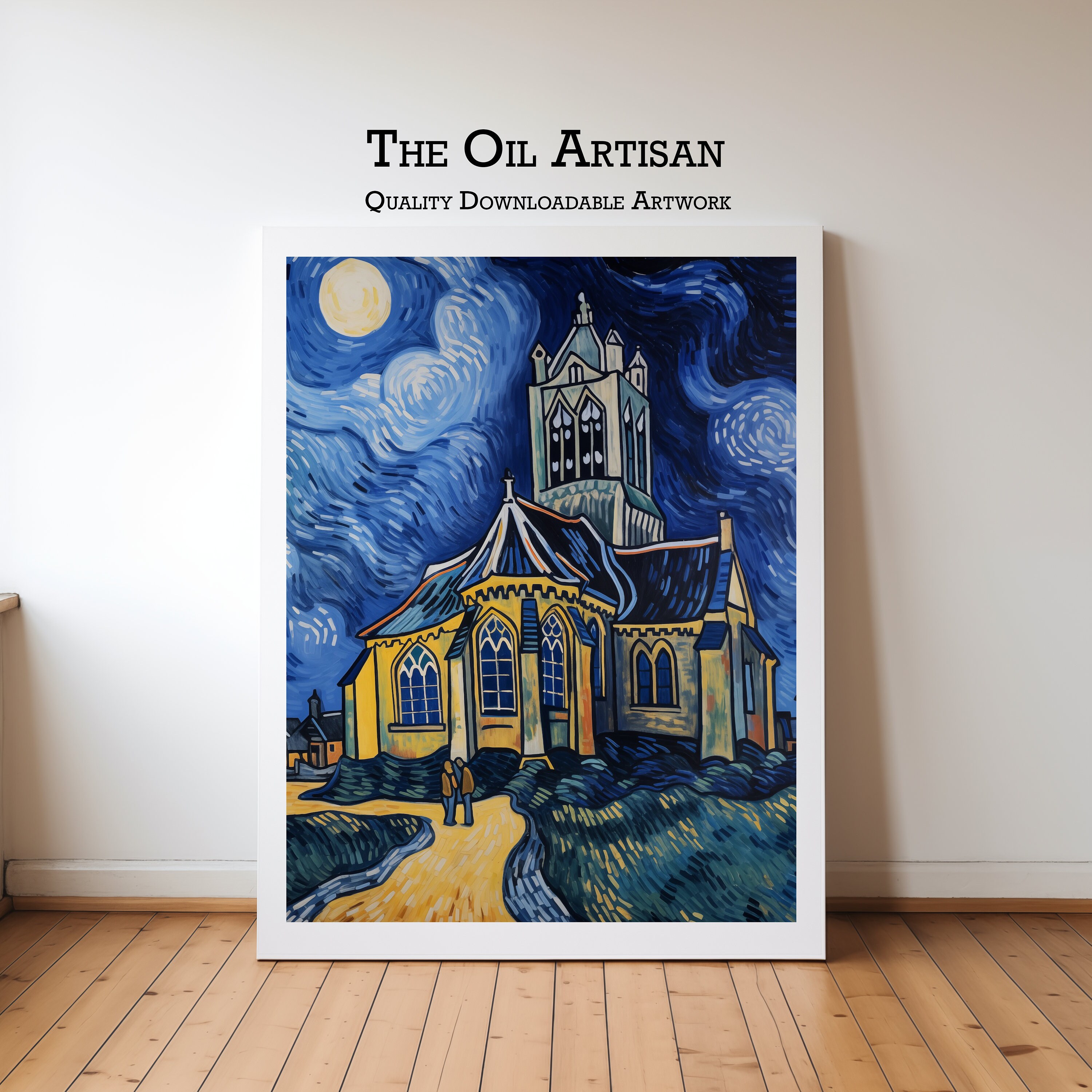 The Azure Church Impressionist Landscape Painting Church Print Scenic ...