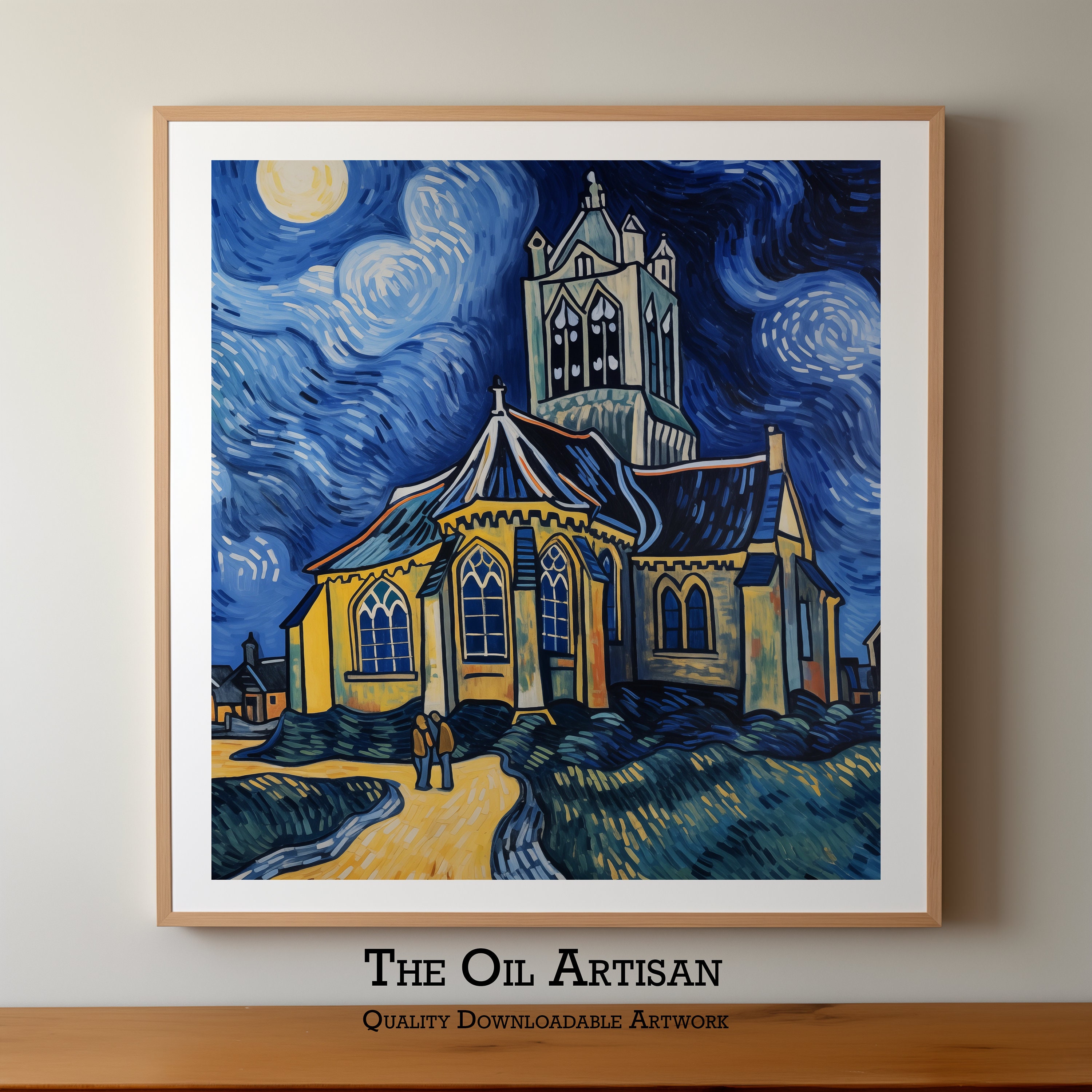 The Azure Church Impressionist Landscape Painting Church Print Scenic ...