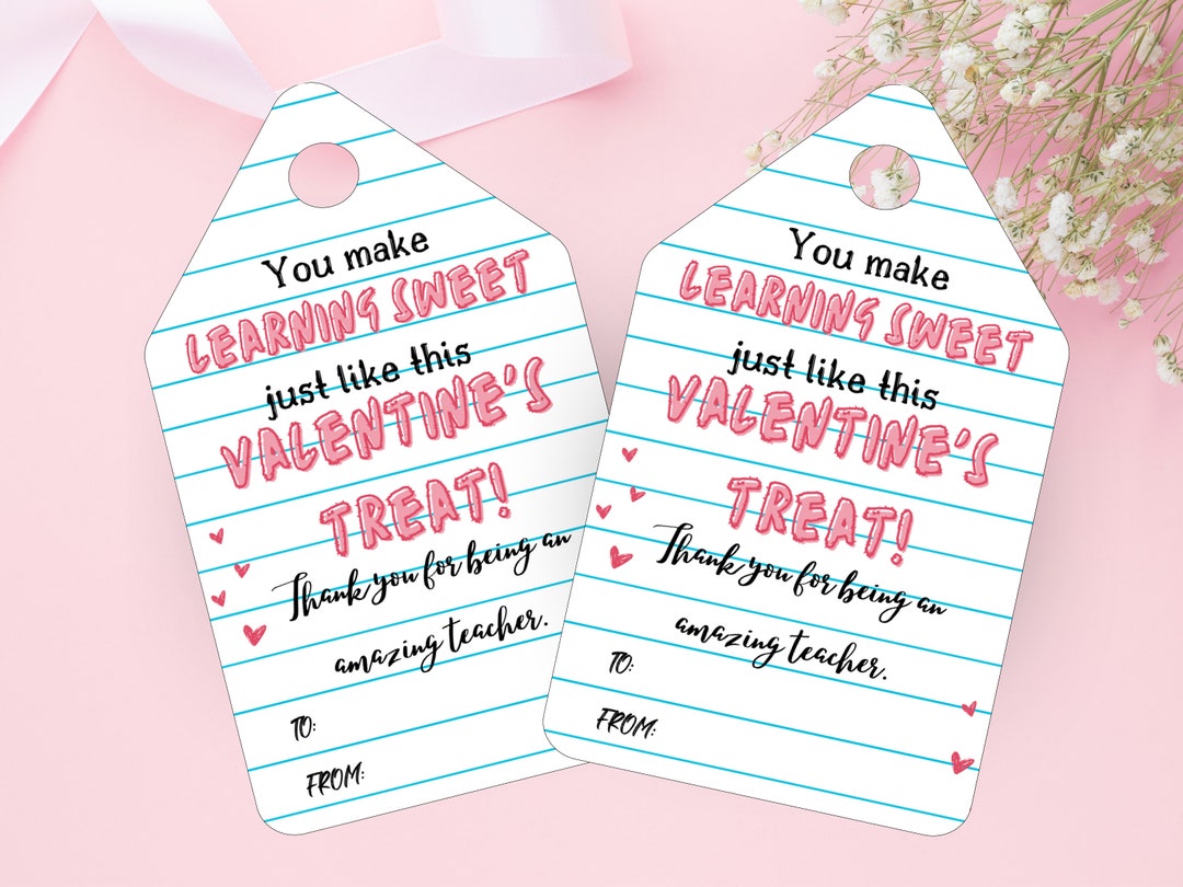 Printable Valentines Gift Tags for Teacher, Gift for Teacher, Gift Tags ...