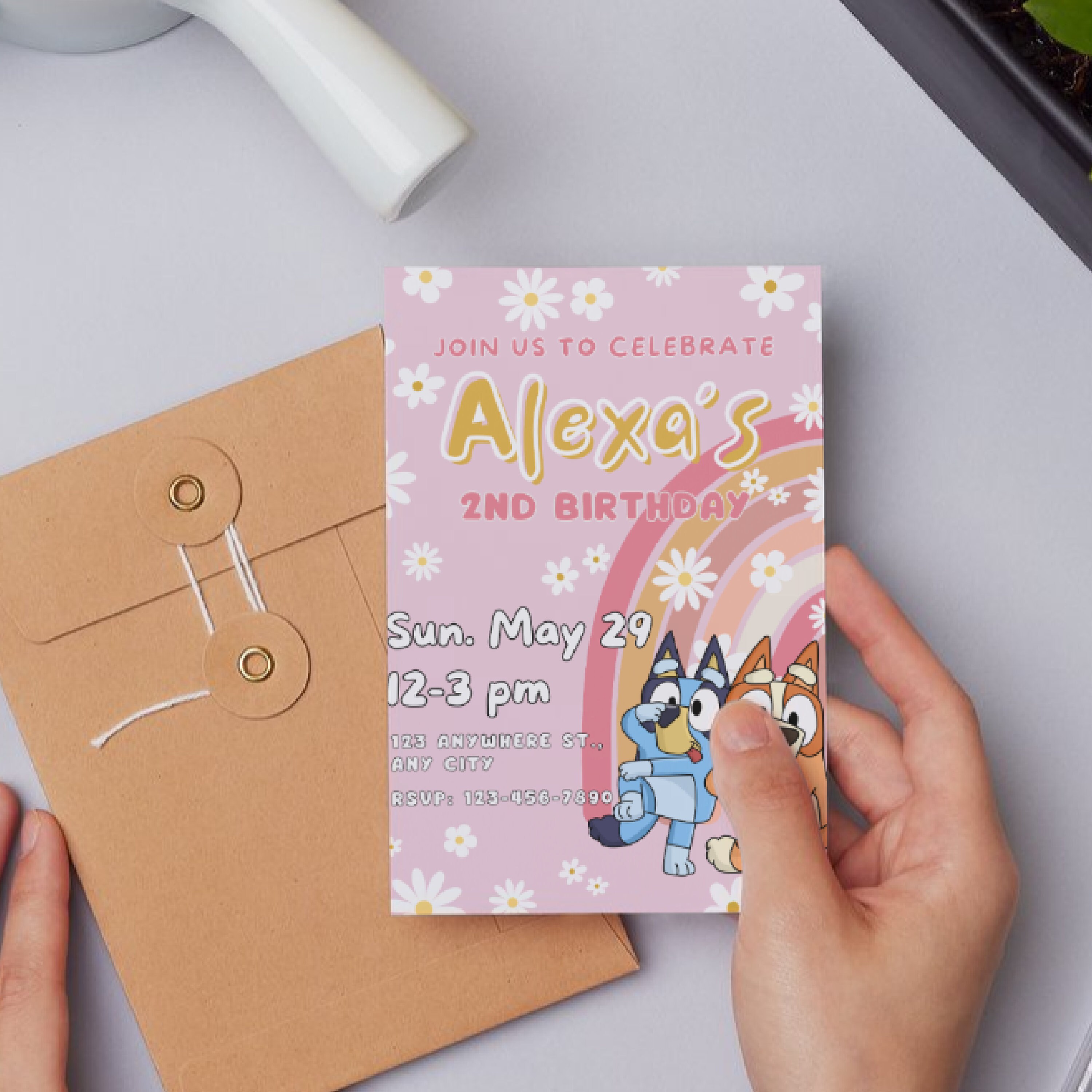 Pink Bluey Birthday Invitation Template Kids Birthday Party Bluey ...