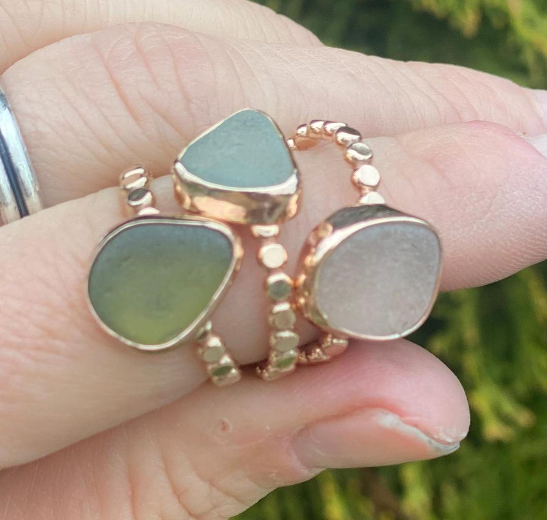 The Riley Ring (sterling Silver, Gold-filled Sea Glass Ring; Thin ...