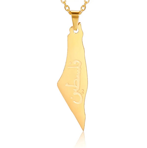 Unisex Gold Plated Palestine Map Necklace | Stainless Steel Necklace ...
