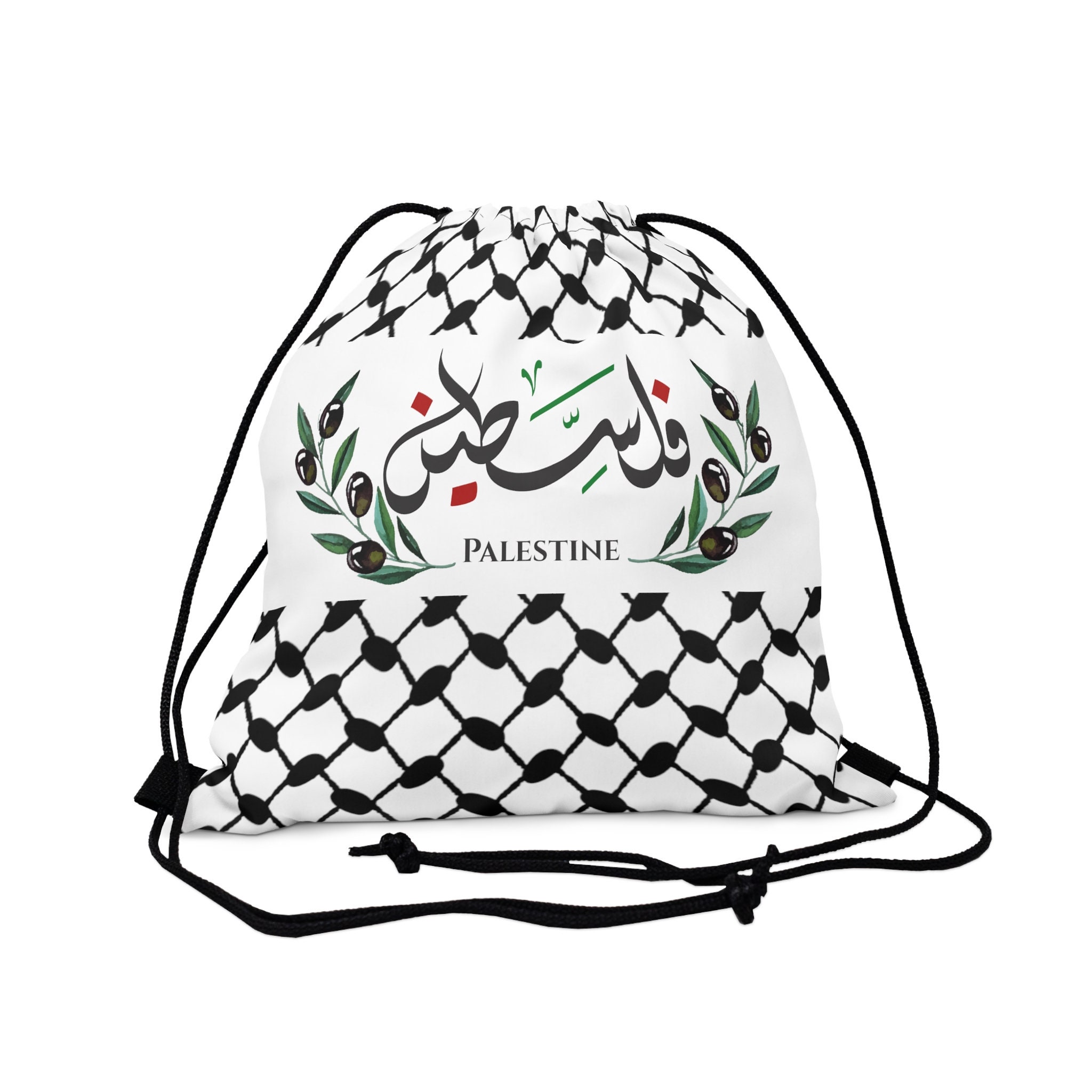 Palestinian Keffiyeh Drawstring Bag, Palestine Drawstring Bag, Olive ...