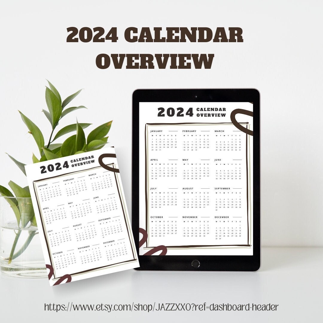 2024 Digital/printable Calendar Overview PDF - Etsy