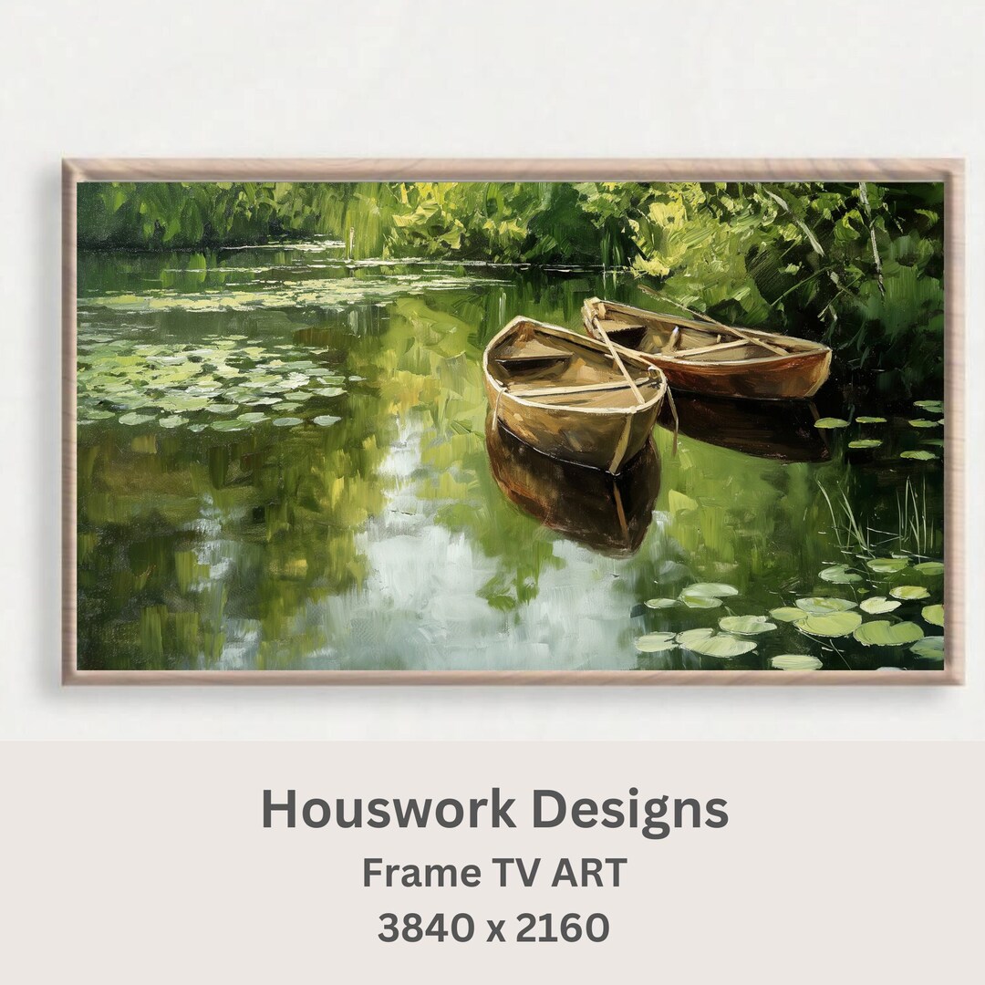 Lake Landscape Vintage Painting Frame TV Art, Serenity Digital Art for ...