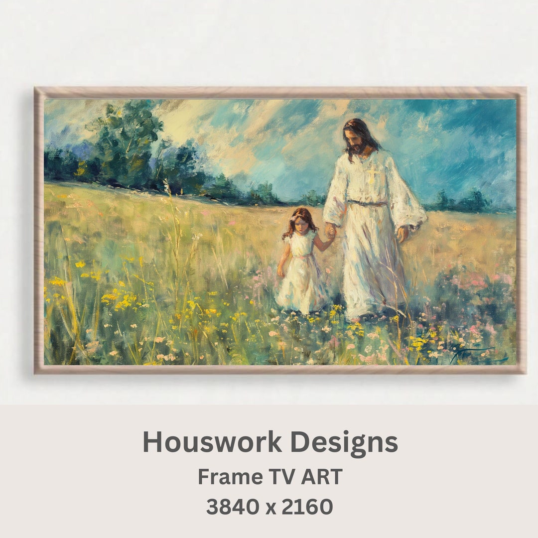 Jesus Christ Guides Child Frame TV Art, Christian Samsung Frame TV Art ...