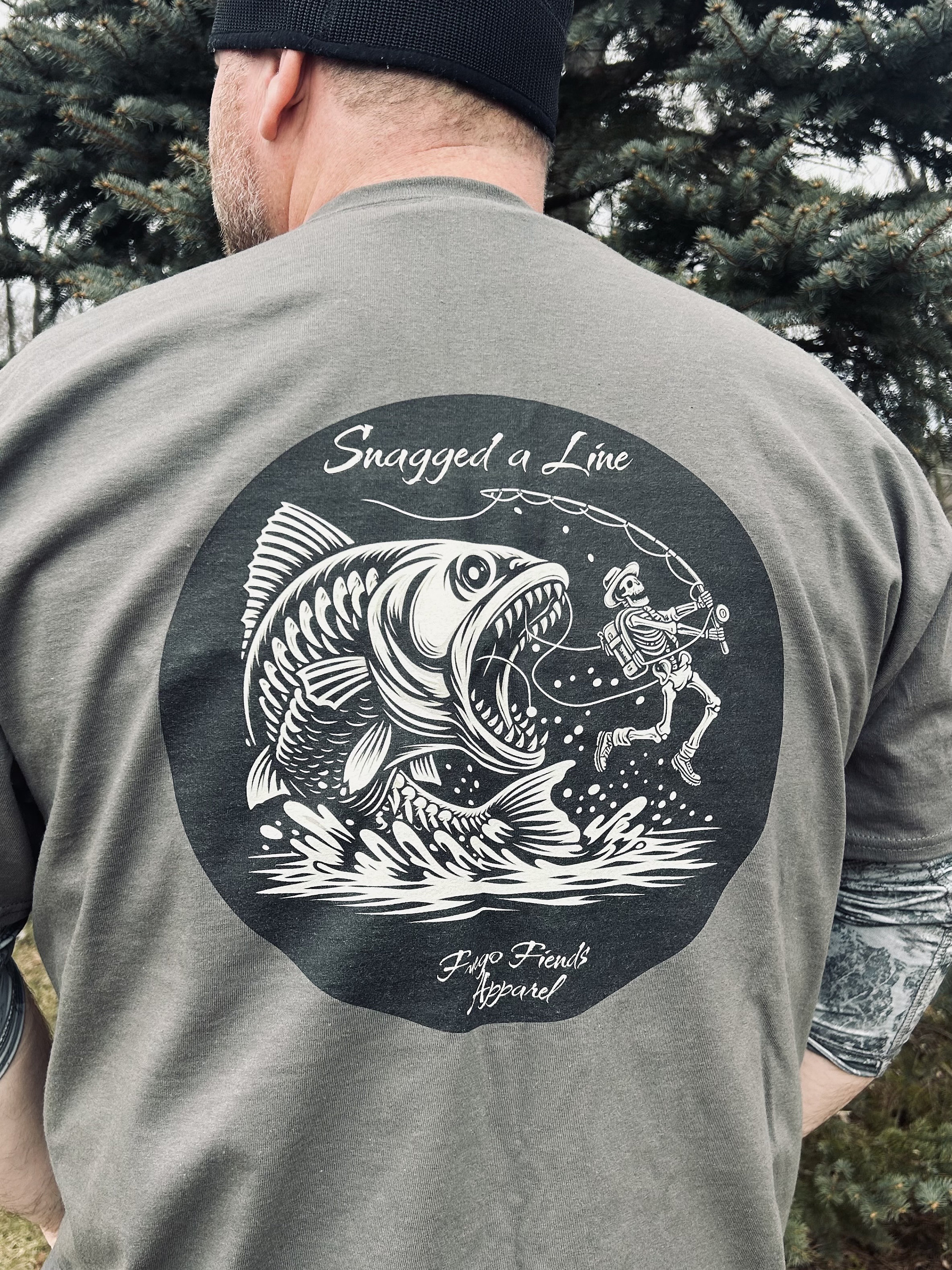 Snagged a Line Fishing Tee / Men's Fishing Tee / Skeleton Fishing Shirt ...