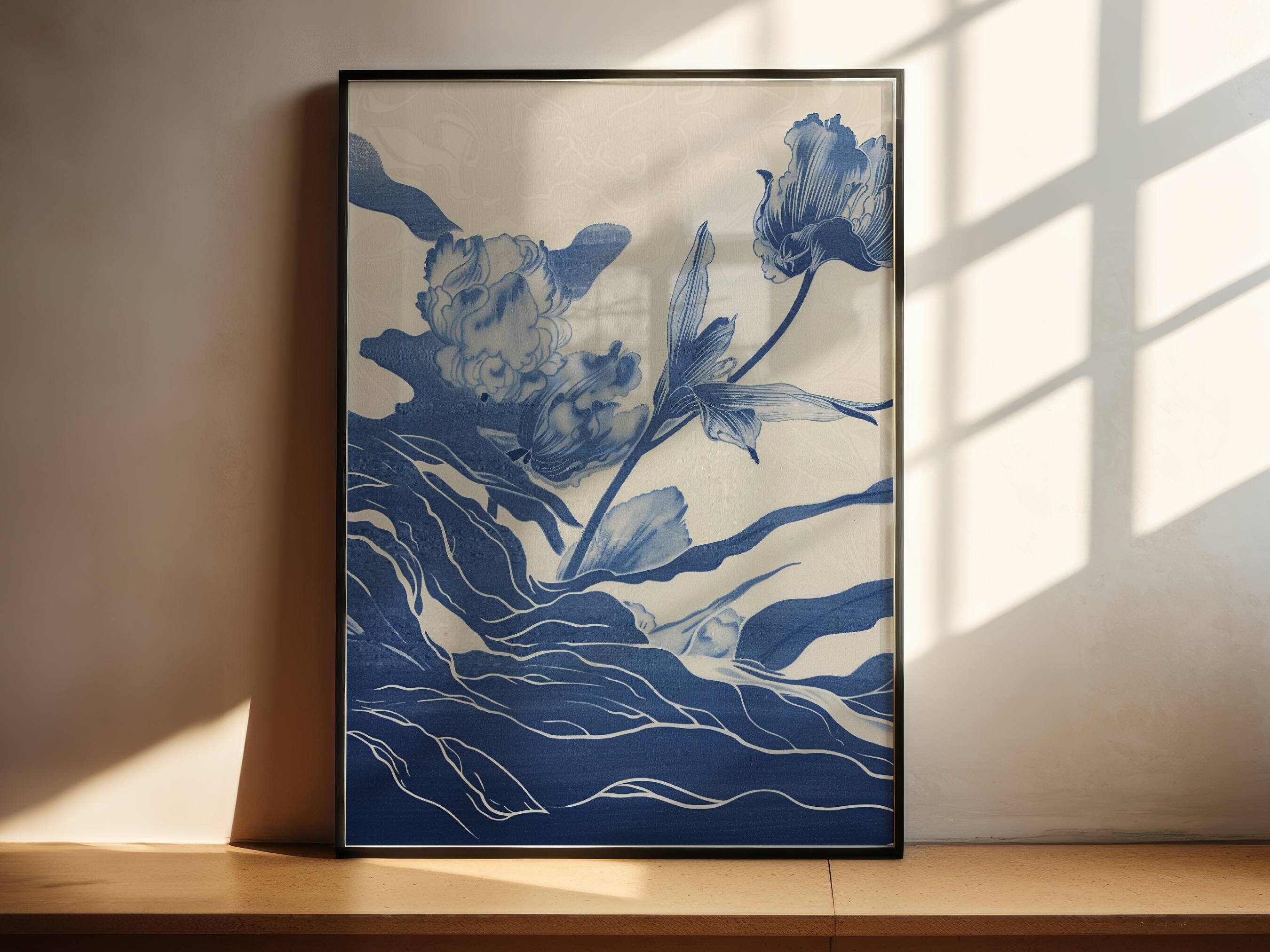 Floral Printable Japandi Wall Art Digital Art Print, Wabi Sabi Art ...