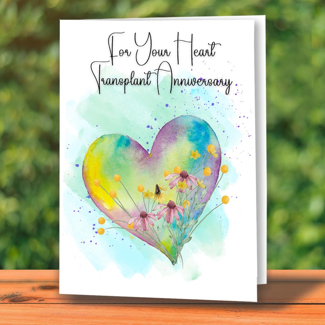 Heart Transplant Anniversary Card, Digital Download Card, 5x7 Printable ...