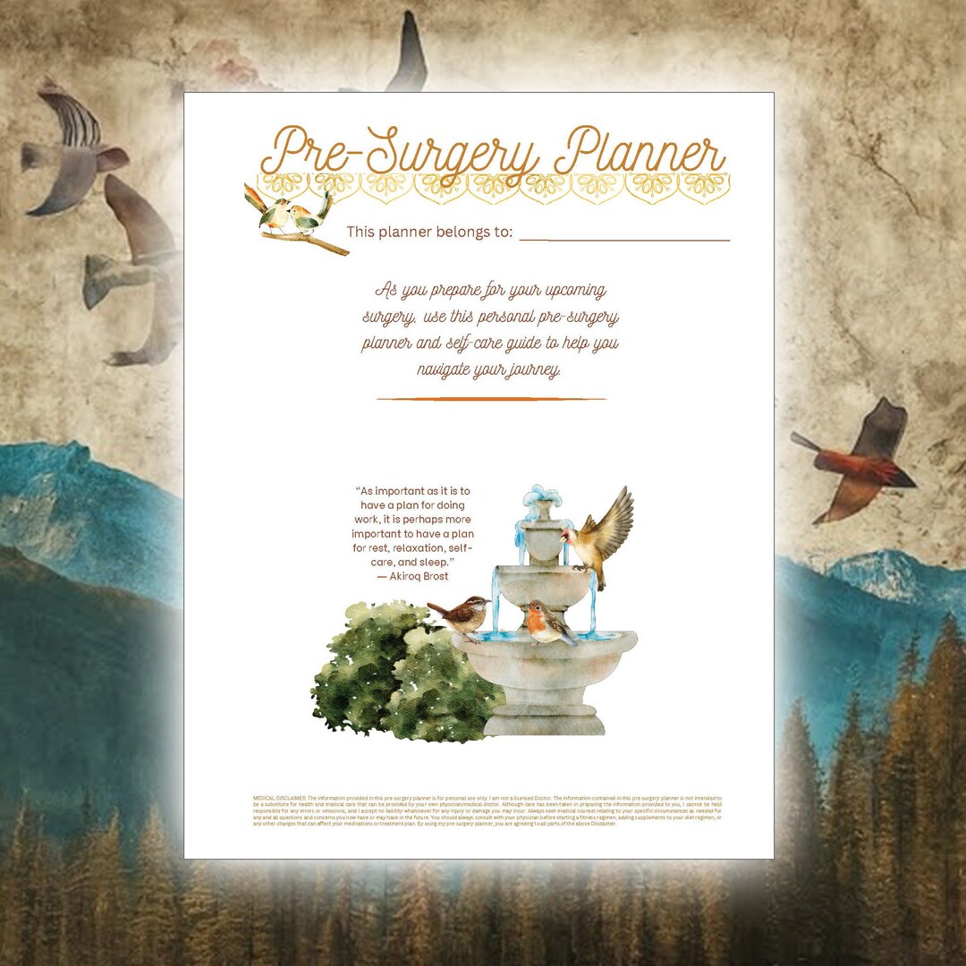 Personalized Pre-surgery Planner: Self-care Journal (digital Download ...