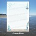 Ocean Themed Stationary, 5 Colors, 2 Sizes 8.5 X 11 and A4, Lined and ...